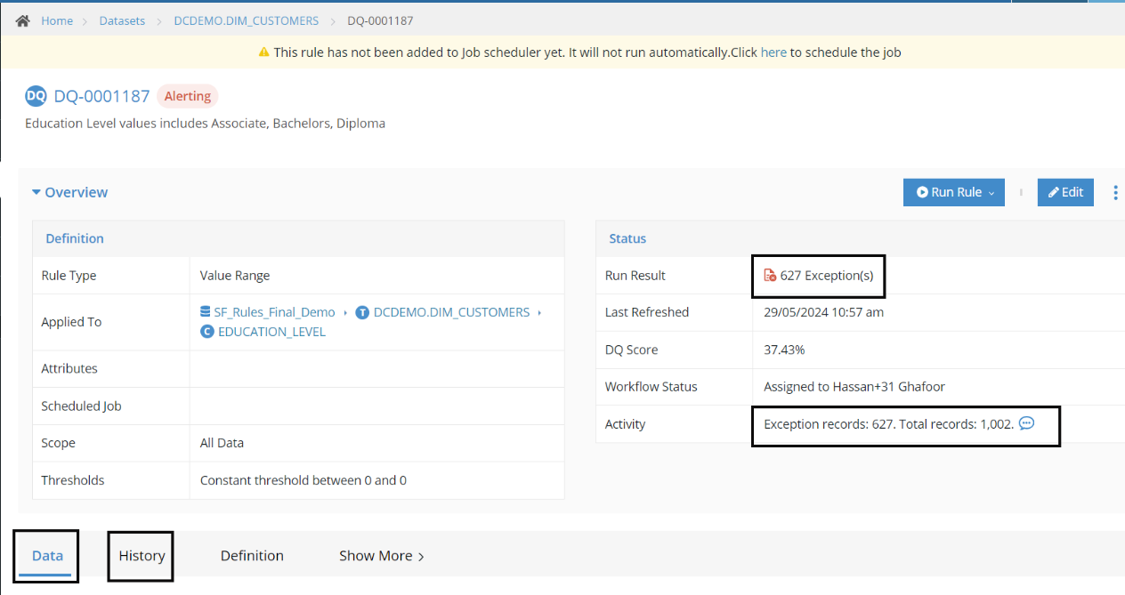 Rule Detail page – Help Center