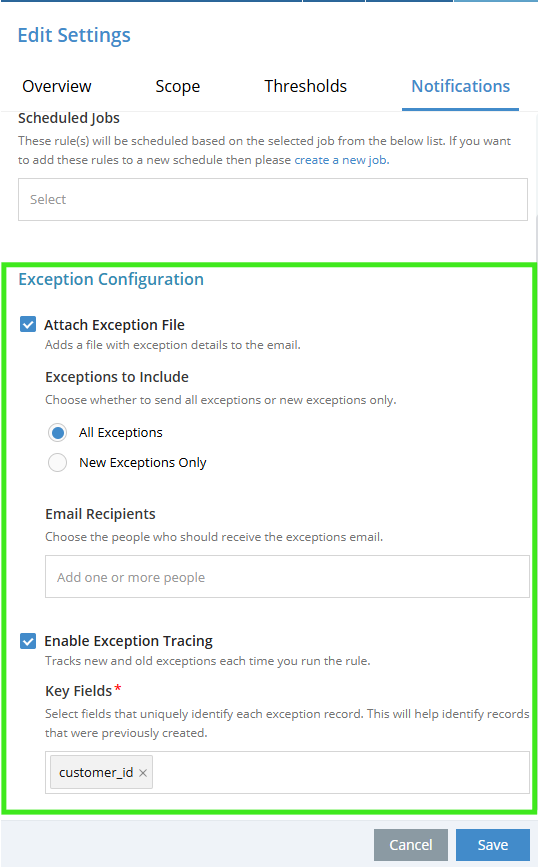 Configuring Exception Settings for Rules in DvSum – Help Center