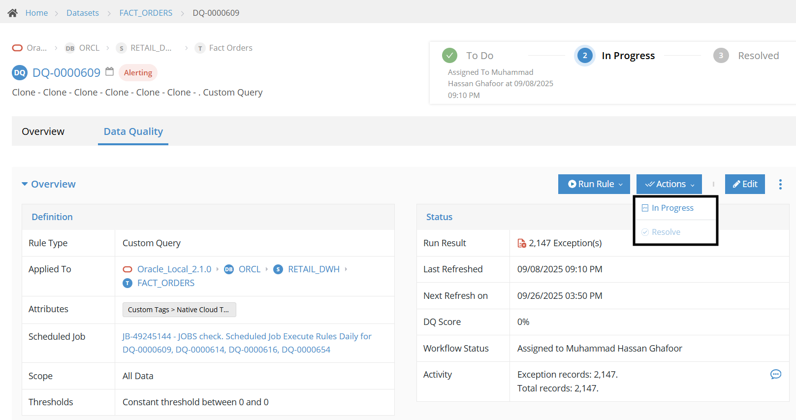 Rule Detail page – Help Center