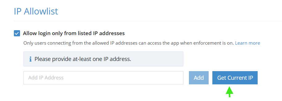 IP Allow List – Help Center